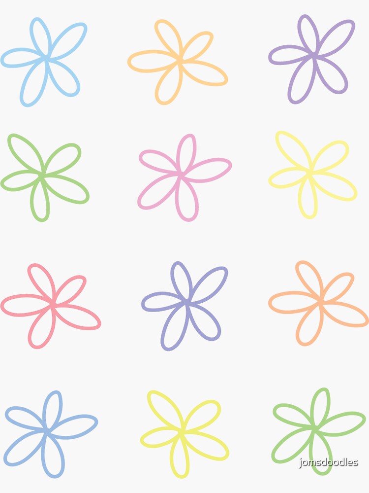 "Pastel Flowers" Sticker for Sale by jomsdoodles | Redbubble