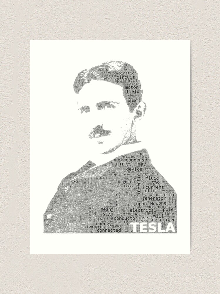 "Nikola Tesla Word Cloud" Art Print for Sale by WordyCloud | Redbubble