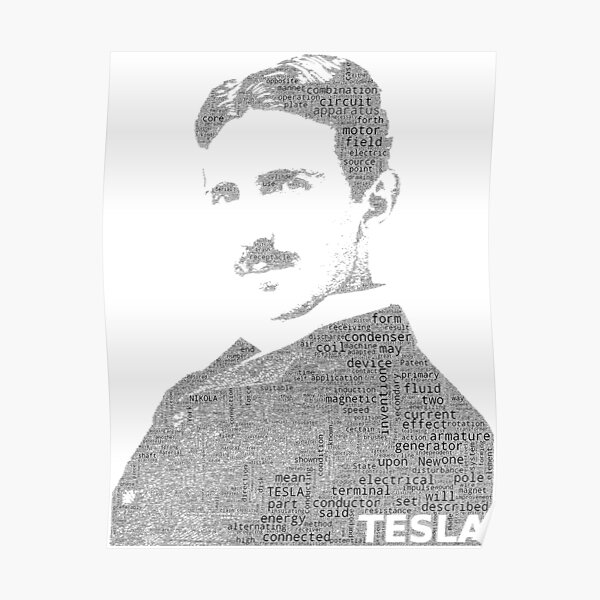 "Nikola Tesla Word Cloud" Poster for Sale by WordyCloud | Redbubble