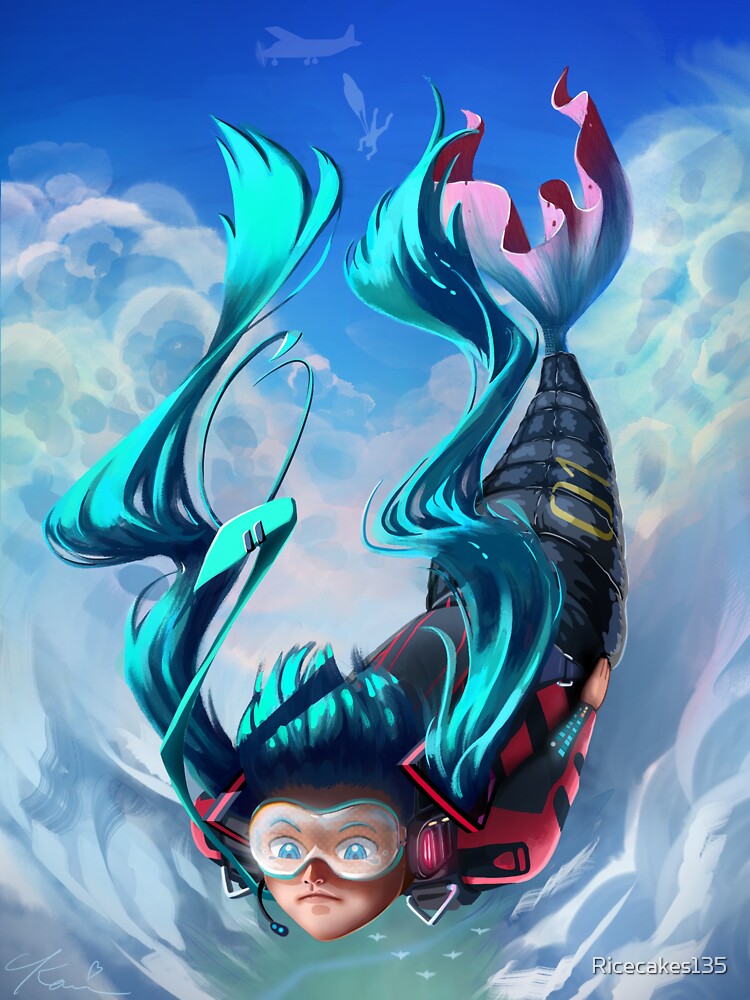 "a skydiving mermaid japanese idol" Sticker for Sale by Ricecakes135 ...