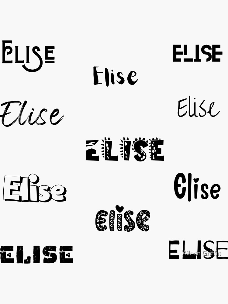 "Elise in 10 different fonts" Sticker for Sale by magleen | Redbubble