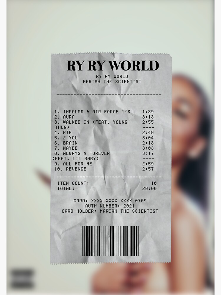 "Ry Ry World Receipt" Sticker for Sale by CamrynNoel18 | Redbubble