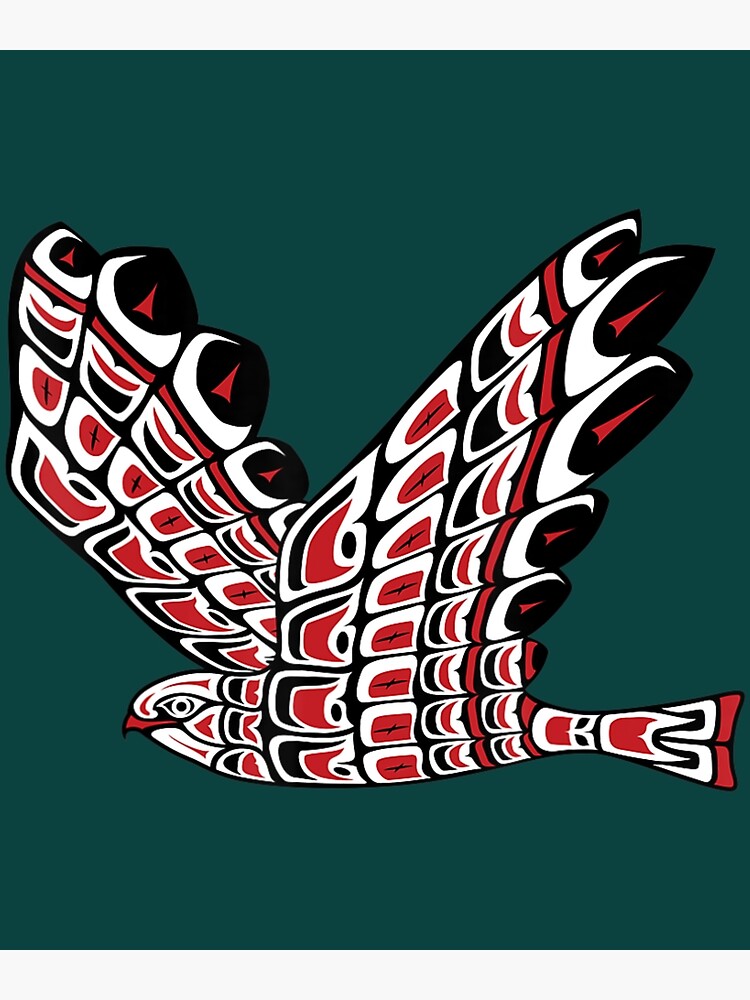 "Pacific Northwest Red Tail Hawk Native American Style Art" Poster for ...