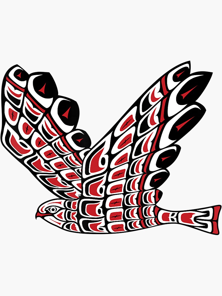 "Pacific Northwest Red Tail Hawk Native American Style Art" Sticker for ...