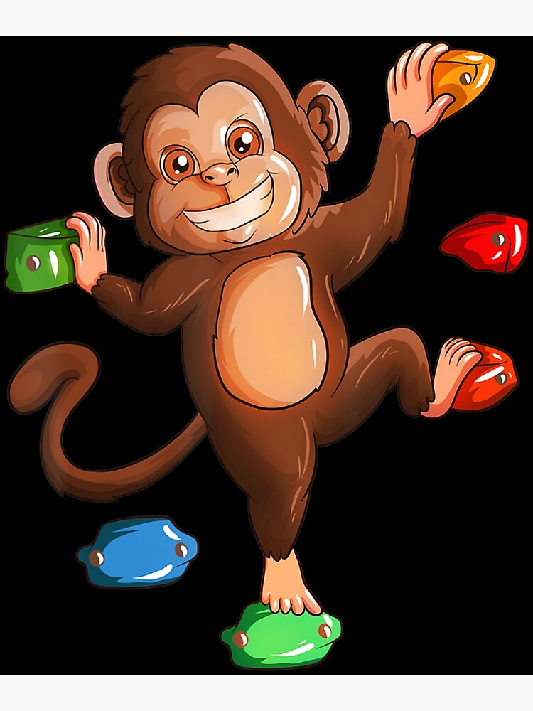 "Climbing Monkey Monkey Children Climbing Forest Bouldering" Art Print ...