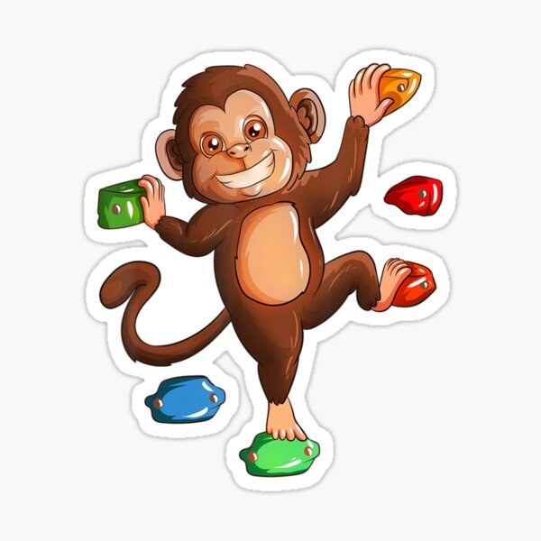 "Climbing Monkey Monkey Children Climbing Forest Bouldering" Sticker ...