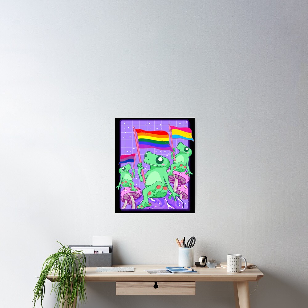 "Lgbtq Frog Ally Frog Lgbt Pride Pansexual Bisexual Flag Cute" Poster ...