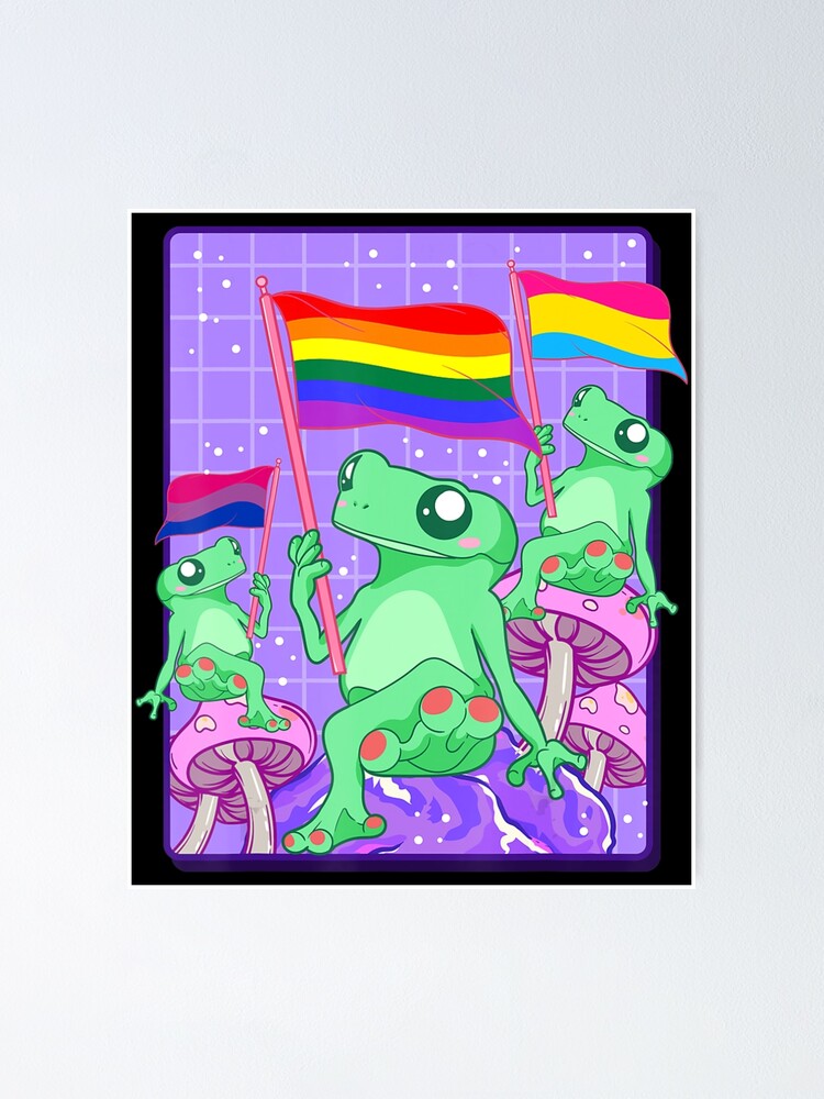 "Lgbtq Frog Ally Frog Lgbt Pride Pansexual Bisexual Flag Cute" Poster ...