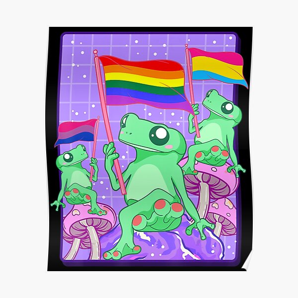 "Lgbtq Frog Ally Frog Lgbt Pride Pansexual Bisexual Flag Cute" Poster ...
