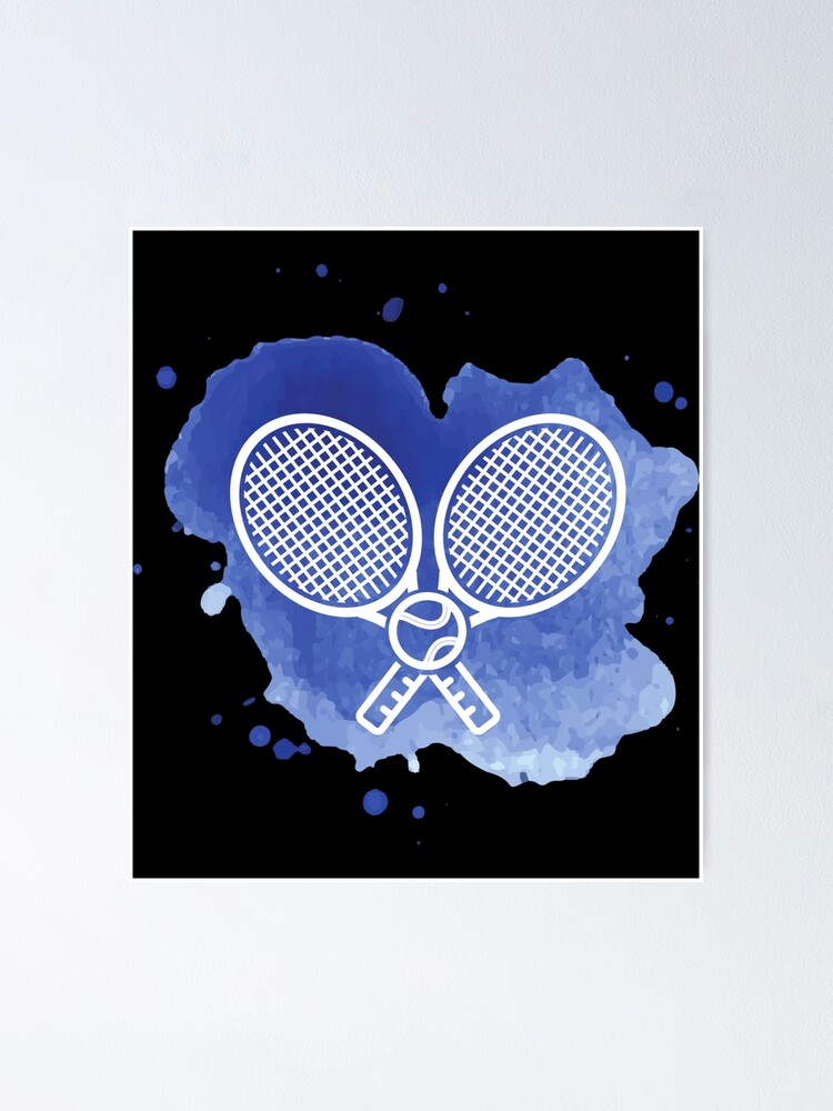 "Tennis Racquets Watercolor Blue Sticker" Poster for Sale by verarheaf9 ...