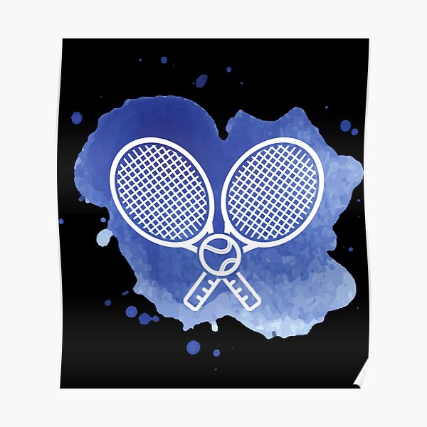 "Tennis Racquets Watercolor Blue Sticker" Poster for Sale by verarheaf9 ...