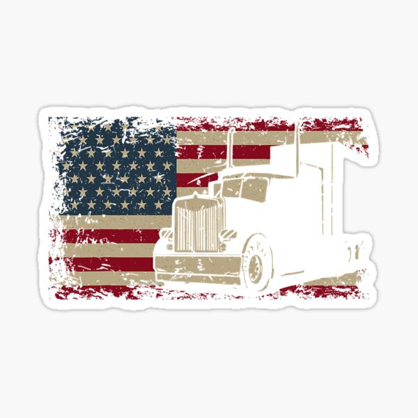 Truck Driver American Flag T Patriotic Trucker Sticker For Sale By