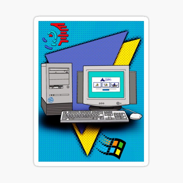 "Olde Tech: Packard Bell AOL" Sticker for Sale by katkarynd | Redbubble