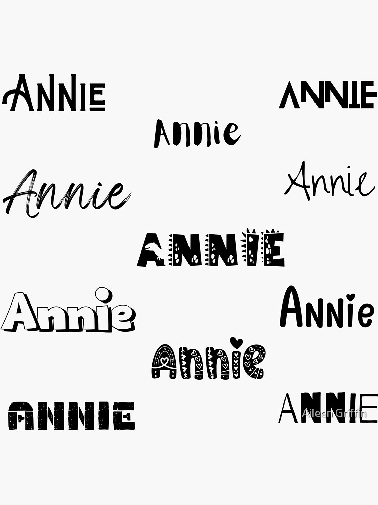 "Annie in 10 different fonts" Sticker for Sale by magleen | Redbubble