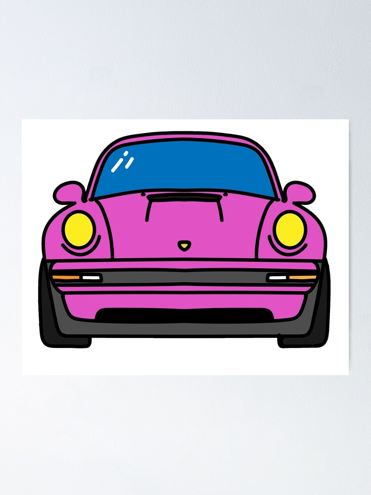 "Cartoon Pink Porsche 911" Poster for Sale by CstmCreations | Redbubble