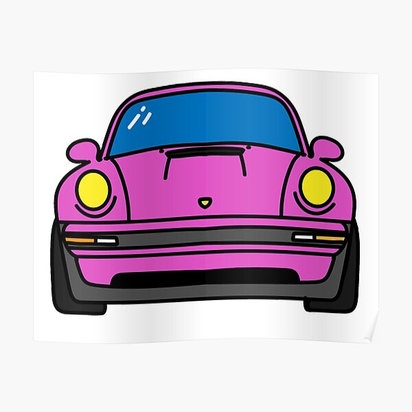 "Cartoon Pink Porsche 911" Poster for Sale by CstmCreations | Redbubble