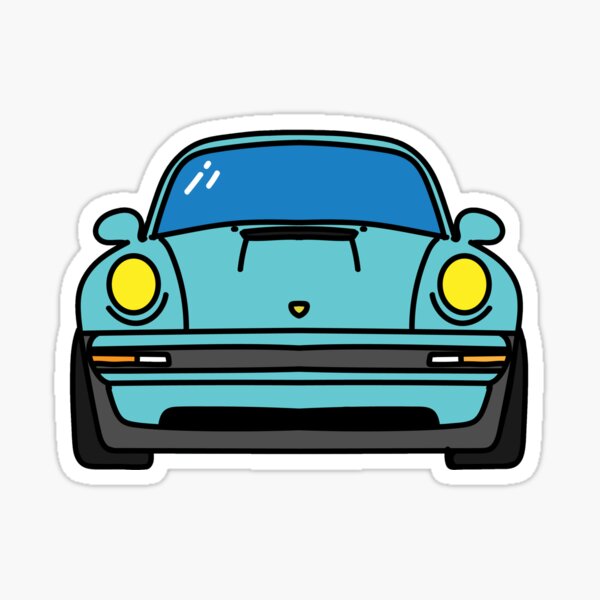 "Cartoon Cyan Porsche 911" Sticker for Sale by CstmCreations | Redbubble