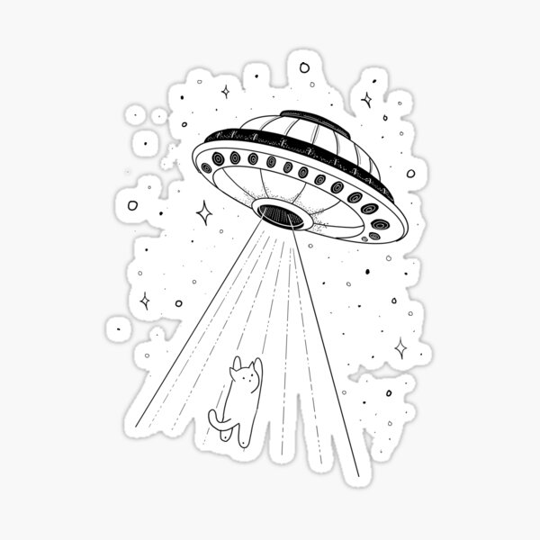 "Cat Beamed up - cute minimal " Sticker for Sale by ObliqueStreak ...