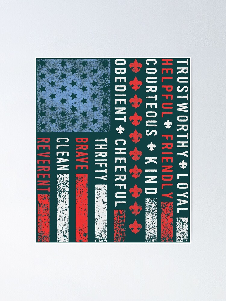 "Vintage US America Flag Scouting Scout Law" Poster for Sale by ...
