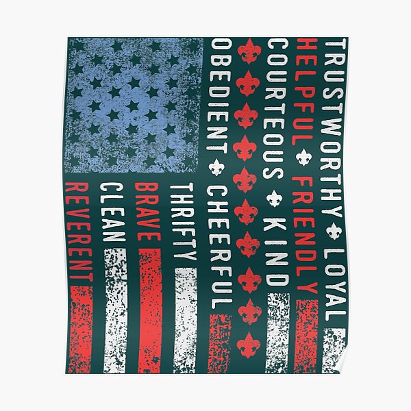 "Vintage US America Flag Scouting Scout Law" Poster for Sale by ...