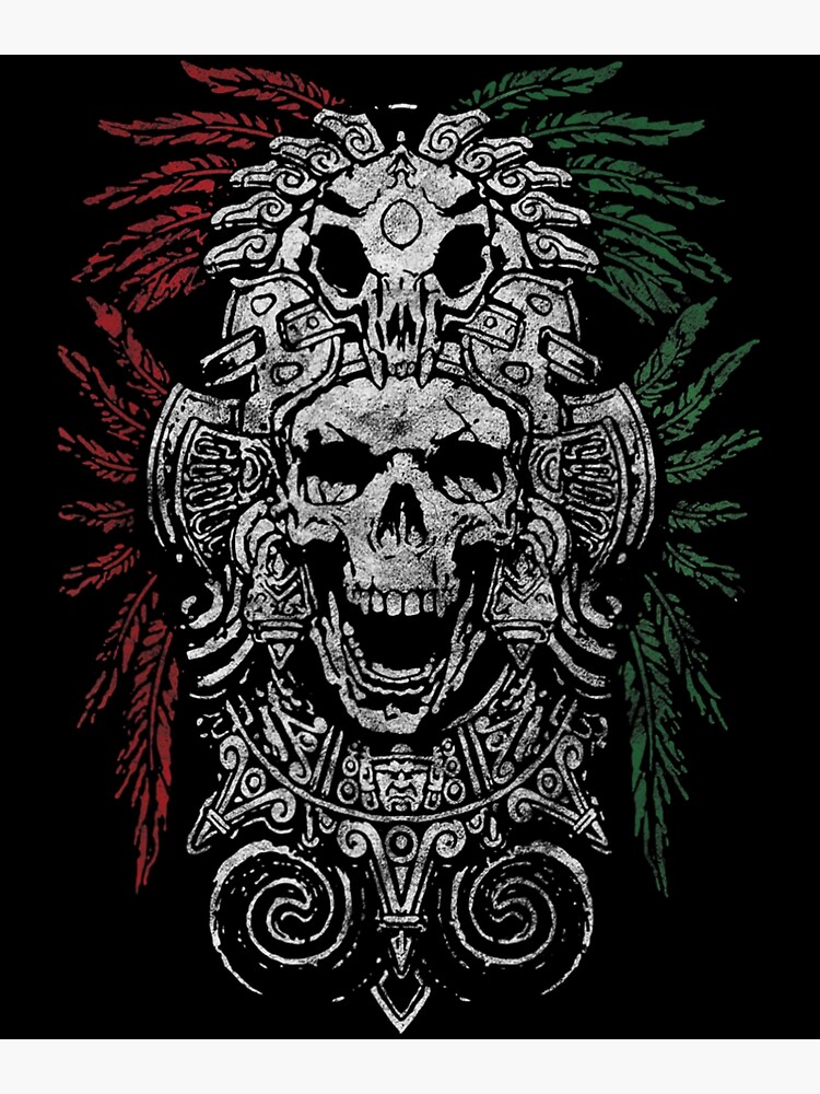 "Ancient Aztec King Mexican Skull Mayas Mask Calavera Azteca ...