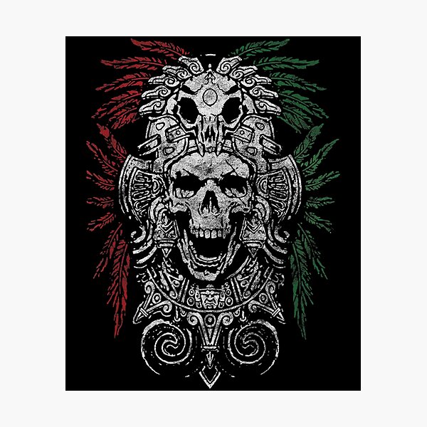 "Ancient Aztec King Mexican Skull Mayas Mask Calavera Azteca ...