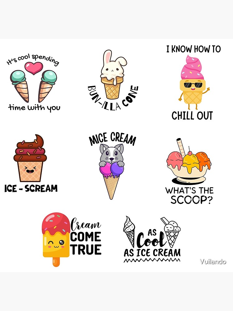 "Ice Cream Puns Sticker Pack | Ice Cream Puns | Ice Cream Gifts | Ice ...