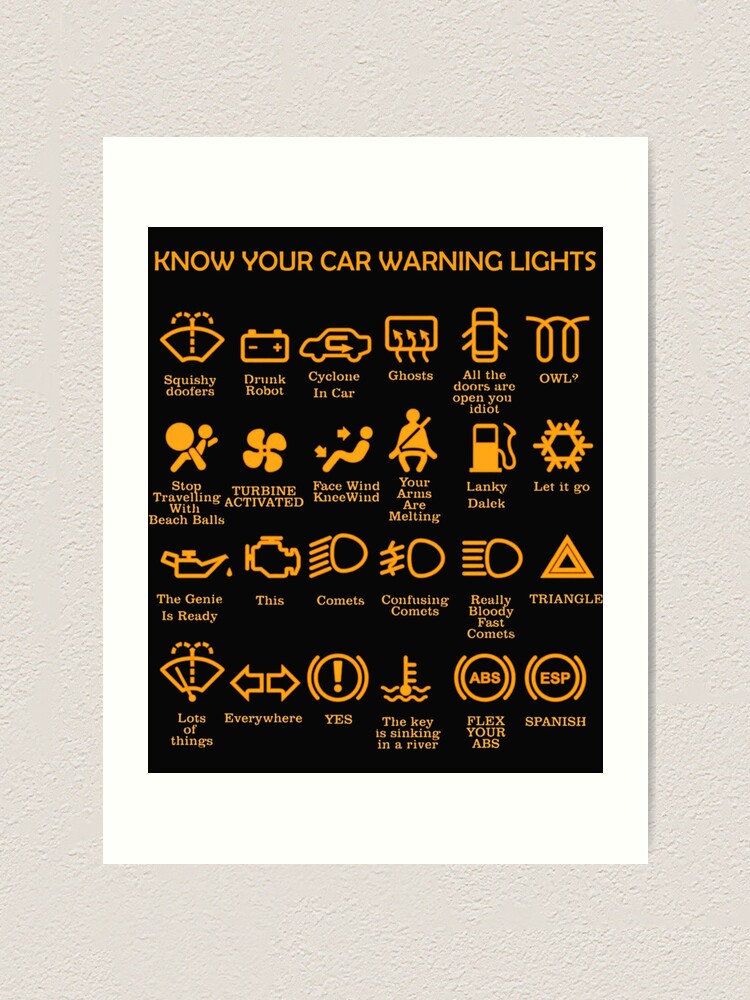 Car warning lights very funny original driver gift Art Print for Sale by KaitlynMaesta Redbubble