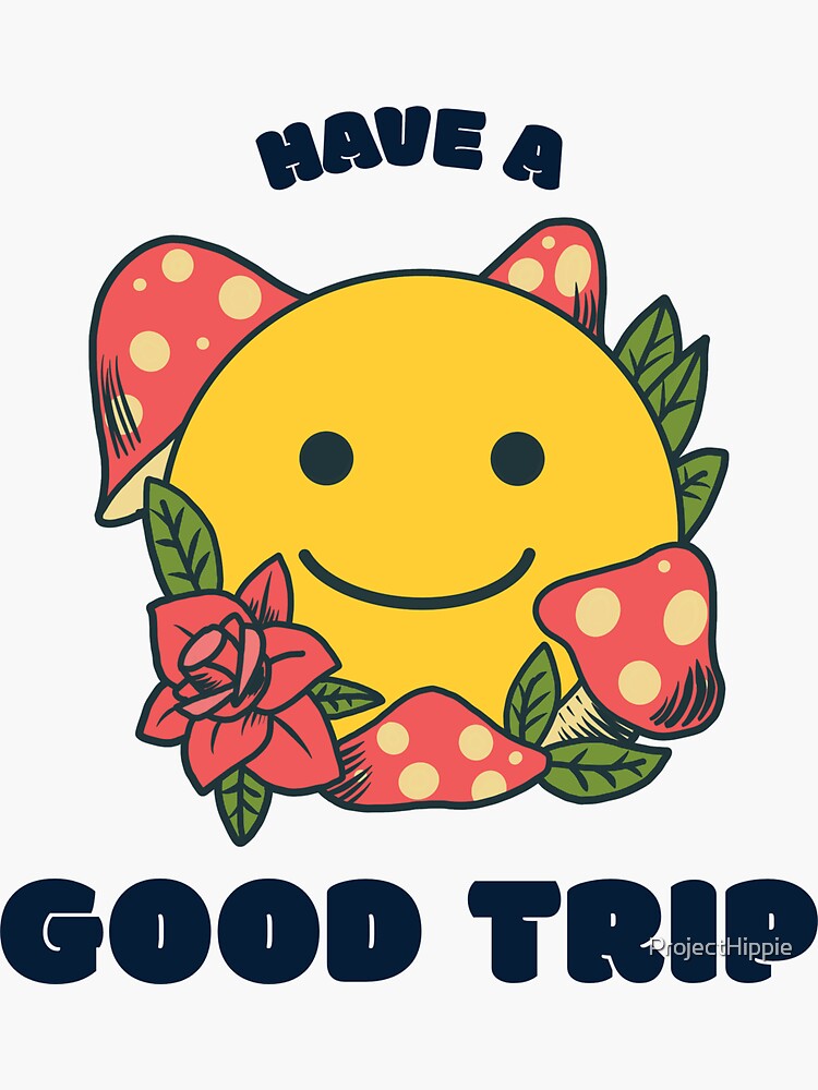 "Have a Good Trip Nirvana Grunge Mushroom Smiley Face Tshirt Sticker ...