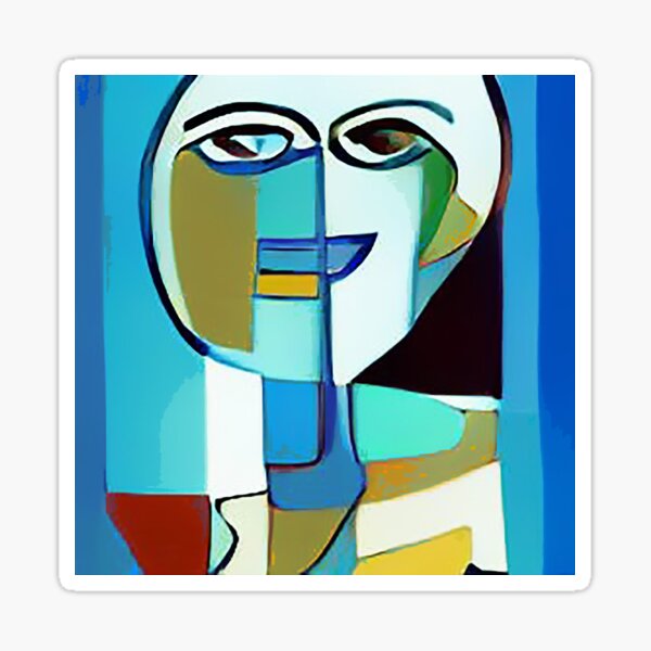 "Modern Art Face Contemporary Blue Abstract" Sticker for Sale by ...