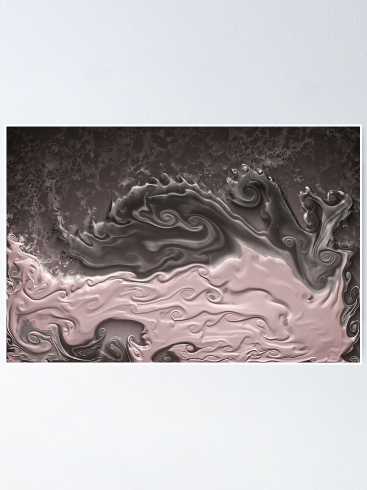 "Pink and Gray fluid pour abstract art 2" Poster for Sale by ...