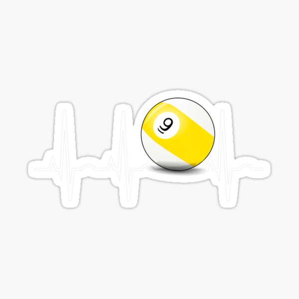 "9 Ball Pool Player Nine Ball Heartbeat" Sticker for Sale by JadaMauvik ...