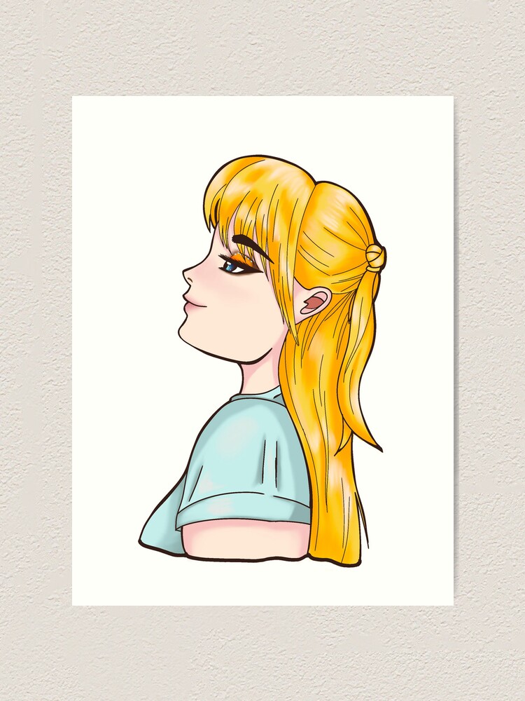 "Blonde anime girl slice of life casual side profile Chill girl line ...