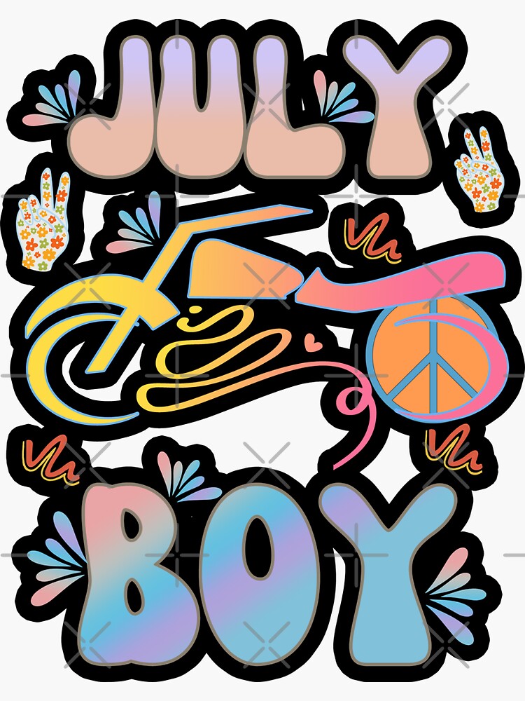 "Retro July Boy Vintage Design" Sticker for Sale by my-green-gecko ...