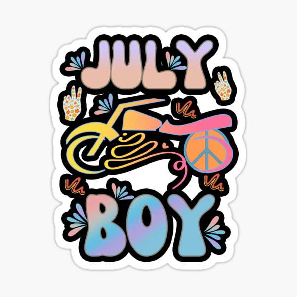 "Retro July Boy Vintage Design" Sticker for Sale by my-green-gecko ...
