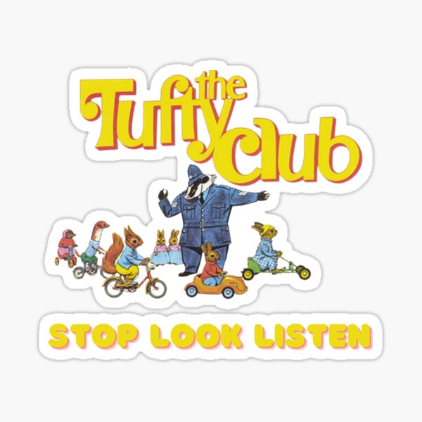 "Tufty Club, vintage UK road safety, stop look listen retro" Sticker ...