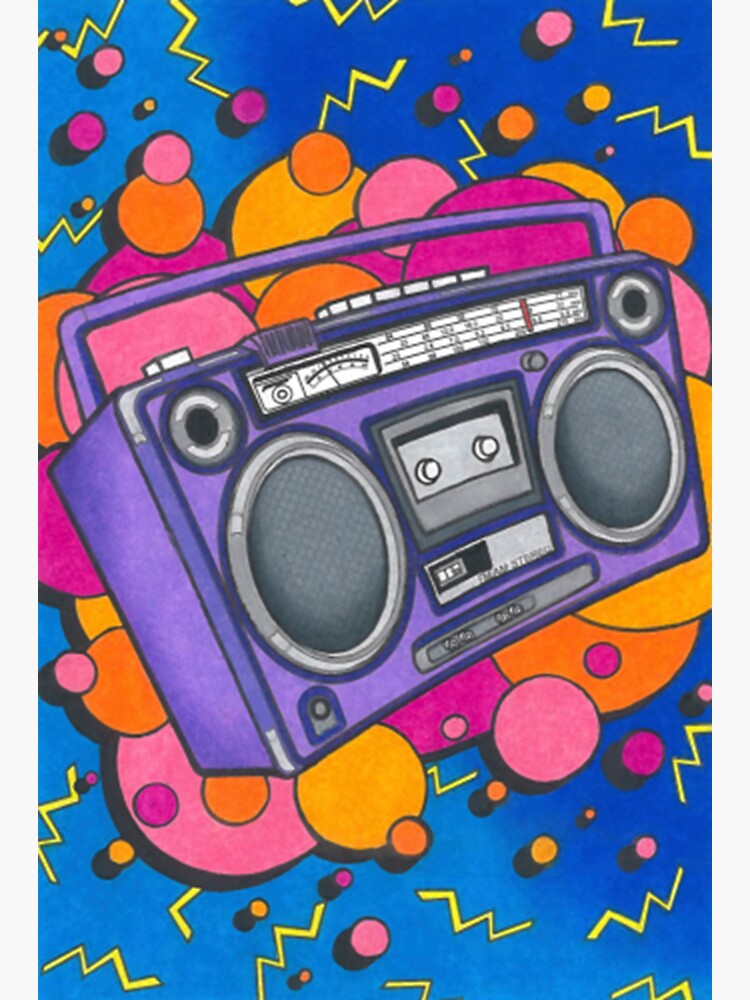 "Boombox T-Shirt80s Boom Box Pattern" Sticker for Sale by JackAlepark ...