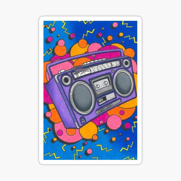 "Boombox T-Shirt80s Boom Box Pattern" Sticker for Sale by JackAlepark ...