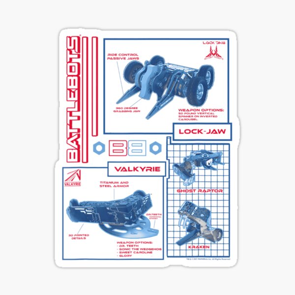 "Battlebots Lock-Jaw Valkyre Robot Schematics" Sticker for Sale by ...