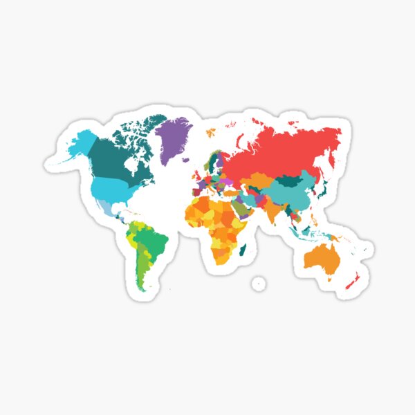 "map of the world colored" Sticker for Sale by The-Armour | Redbubble