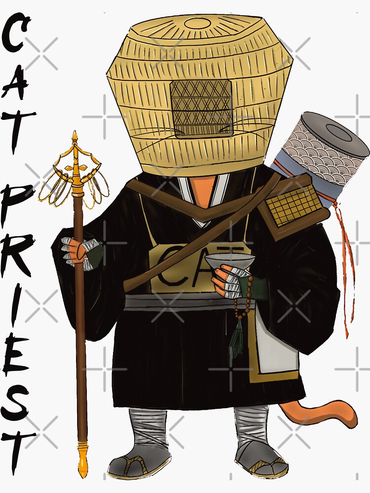 "CAT PRIEST the japanese stlye" Sticker for Sale by JK-bull | Redbubble