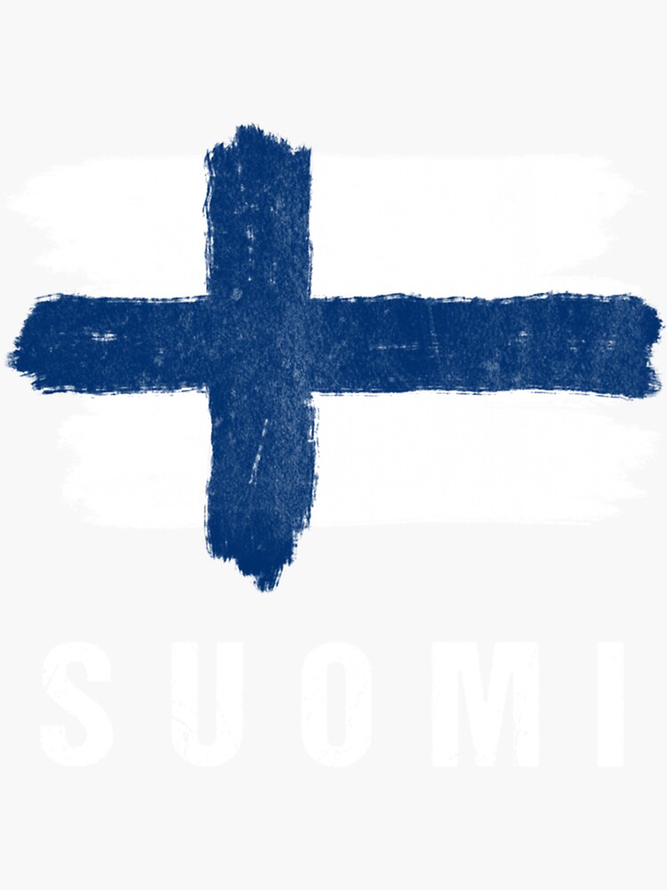 "Vintage Painted Suomi Flag Finland Flag Fan Gift Sweat" Sticker for ...