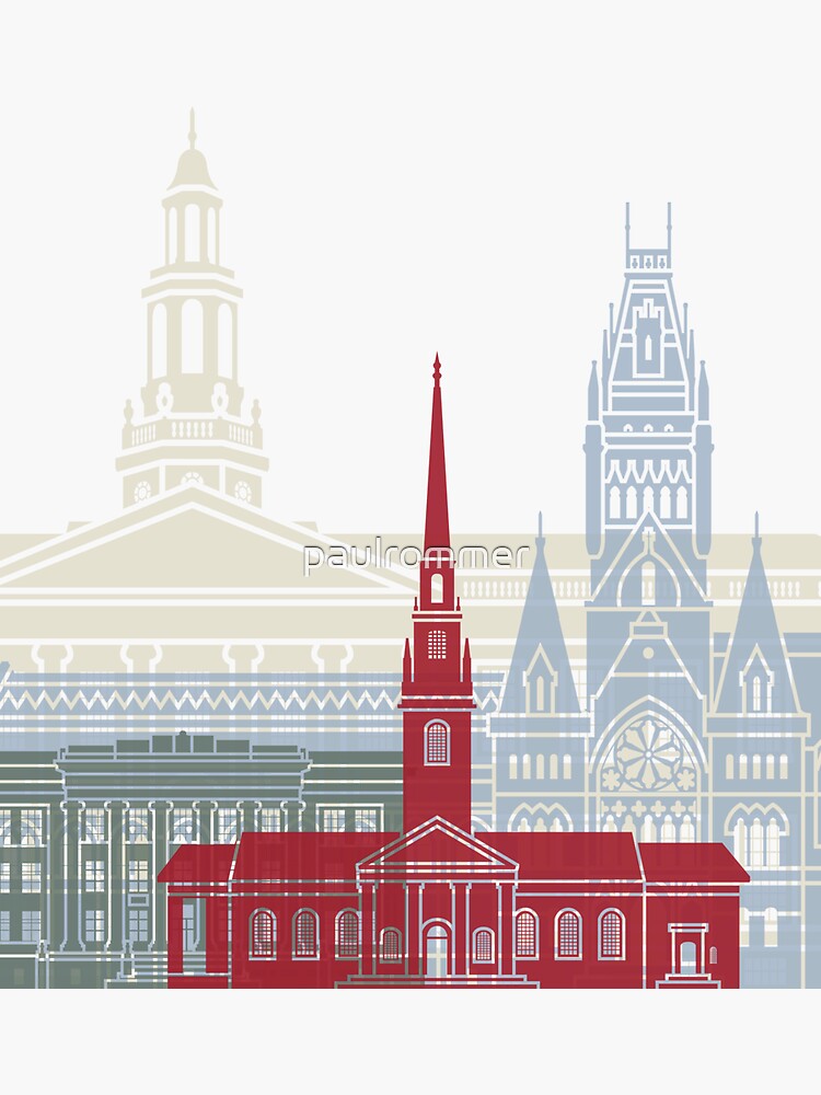"Harvard skyline poster" Sticker for Sale by paulrommer | Redbubble