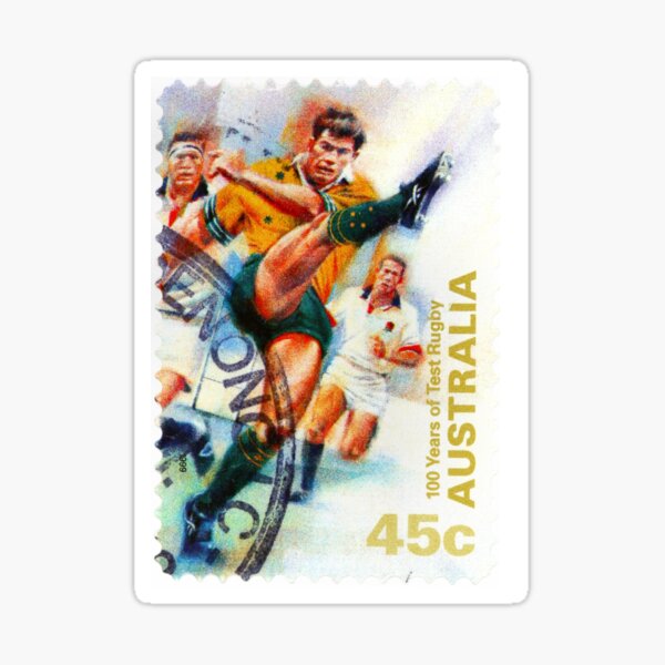Pegatina «Sello de rugby australiano 100 años de prueba rugby 45c» de ...