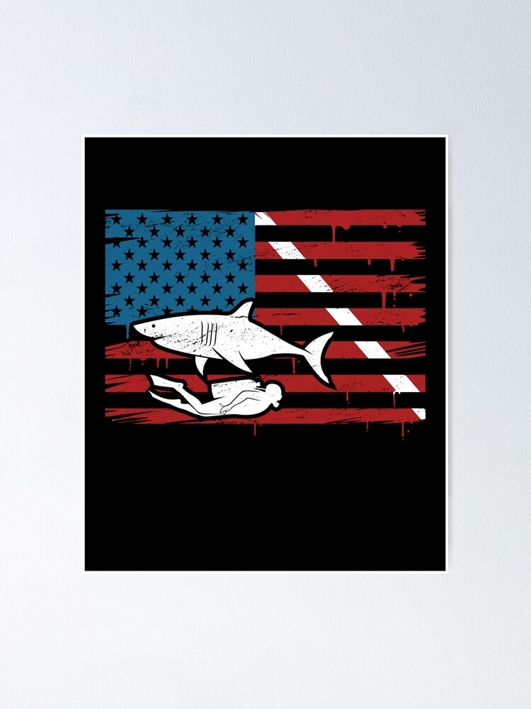 "Diver Down Dive Scuba Diving American Flag" Poster for Sale by ...