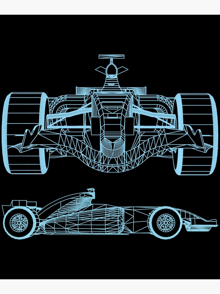 "Formula Racing Car Silhouette Mechanical Engineering Draw" Poster for ...