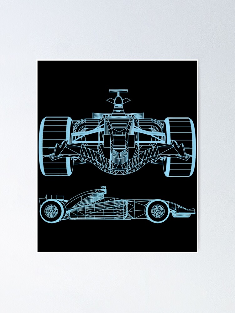 "Formula Racing Car Silhouette Mechanical Engineering Draw" Poster for ...