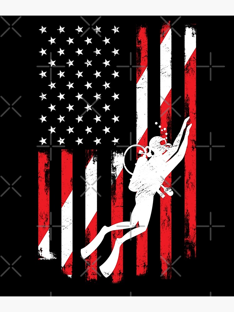 "Diver Down Dive Scuba Diving American Flag" Poster for Sale by ...