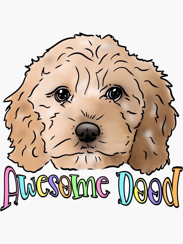 "Awesome Dood Cute Doodle Dog" Sticker for Sale by PotLuckDuck | Redbubble