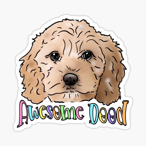 "Awesome Dood Cute Doodle Dog" Sticker for Sale by PotLuckDuck | Redbubble